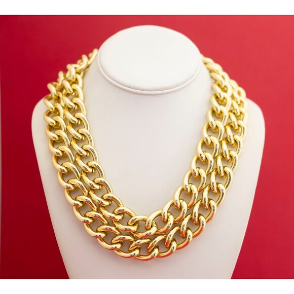 Jewelry | Vintage Mid Century Gold Tone Thick Bulky Chain Necklace 18 ...